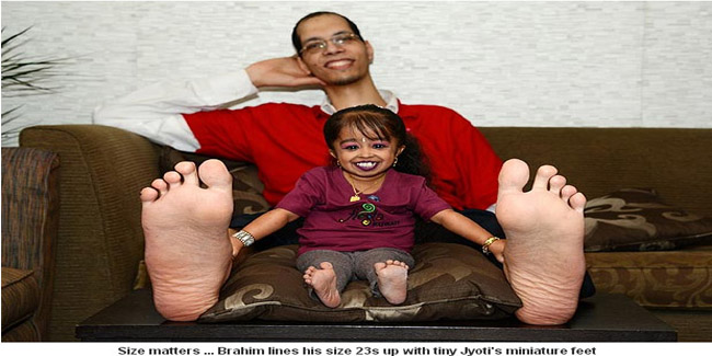 Jyoti Amge, World's shortest woman meets man with largest feet - Nagpur ...