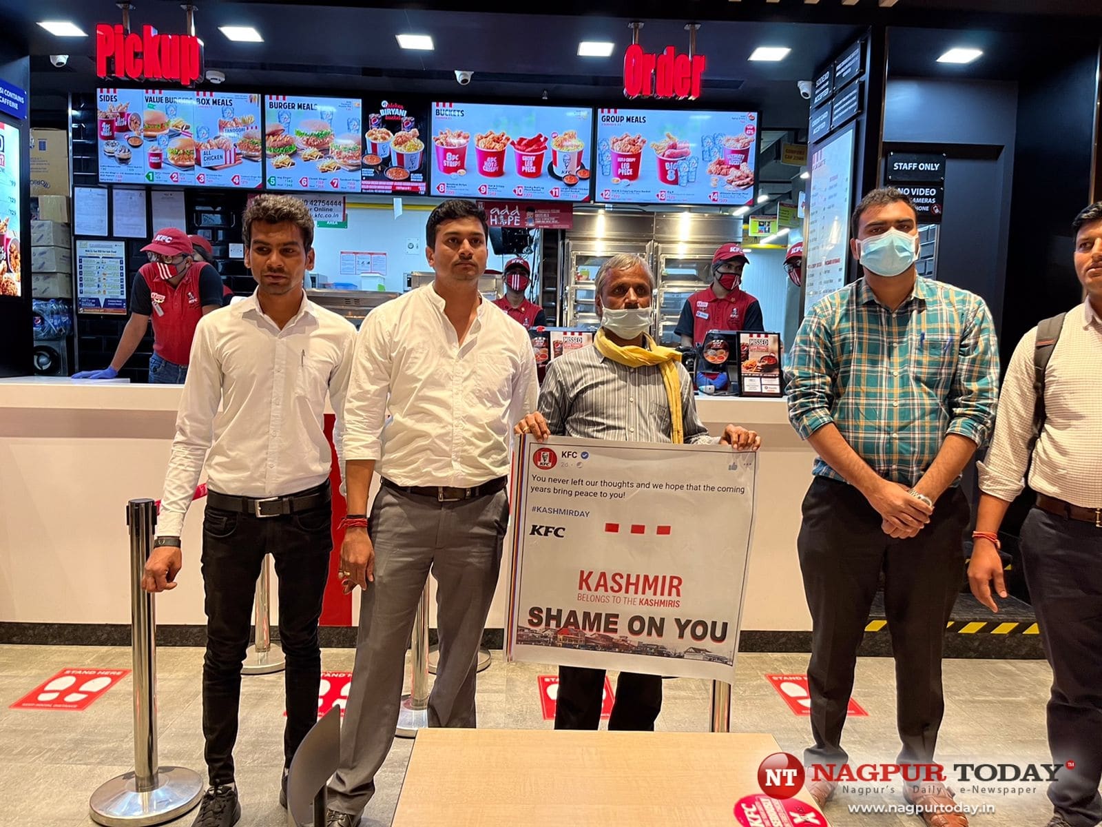 KASHMIR TWEET ROW: National Youth alliance stages protest against KFC.