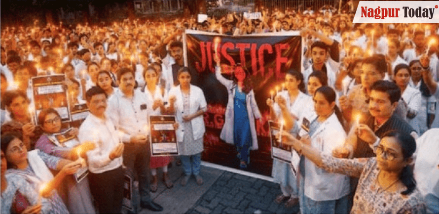 Kolkata doc’s rape, murder: Medicos take out silent candle march in Nagpur