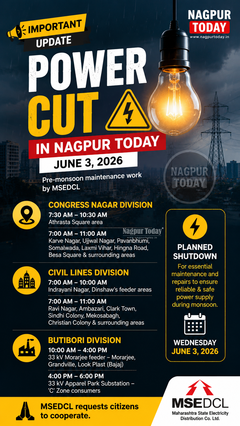Nagpur Power Cut Today: Check Affected Areas and Timings